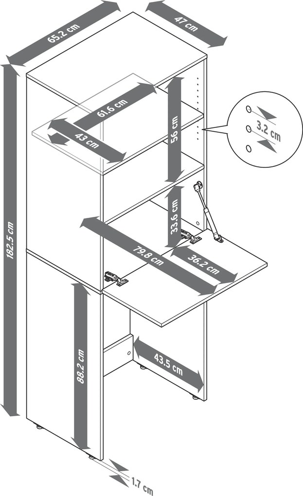 Tchibo - Skříňka na pračku s vyklápěcí pracovní plochou - barva: bílá