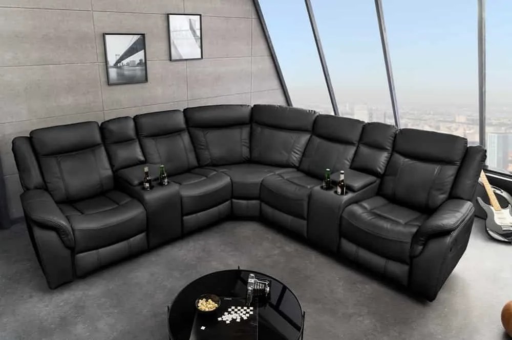 Designová rohová sedačka Movie 270 cm černá ekokůže