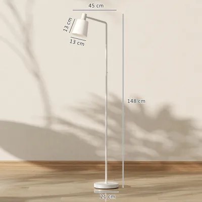 HOMCOM stmívatelná LED stojací lampa s 3 barevnými teplotami 3000K-6500K, otočné stínidlo, žárovka E27, bílá