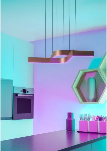 Eglo 901864 - LED RGBW Stm. Lustr na lanku FOLCINO-Z 2xLED/18W/230V měděná/černá