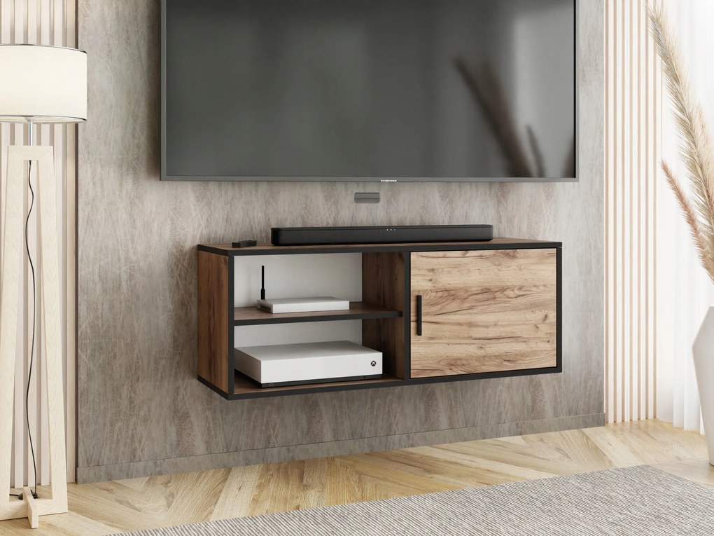 TV skříňka ROJO 2 dub Craft zlatý otevřená TV skříňka s policí
