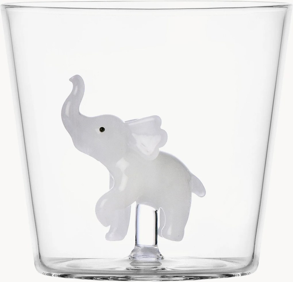 Ručně vyrobený skleněný pohárek z borosilikátového skla White Elephant
