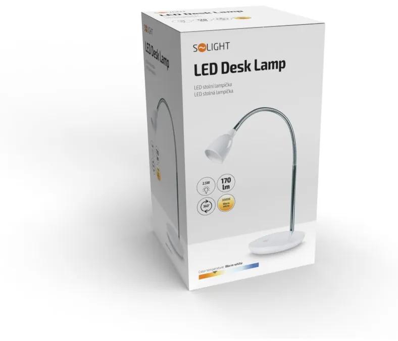 Solight LED stolní lampička, 2.5W, 3000K, podstavec, bílá barva