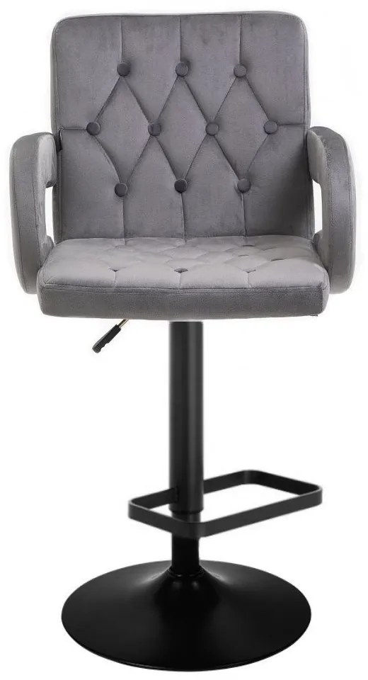 LuxuryForm DESIGN Barová židle BOSTON VELUR na černé kulaté podstavě - šedá