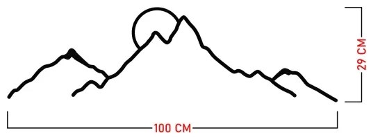 Nástěnná dekorace 100x29 cm hory kov
