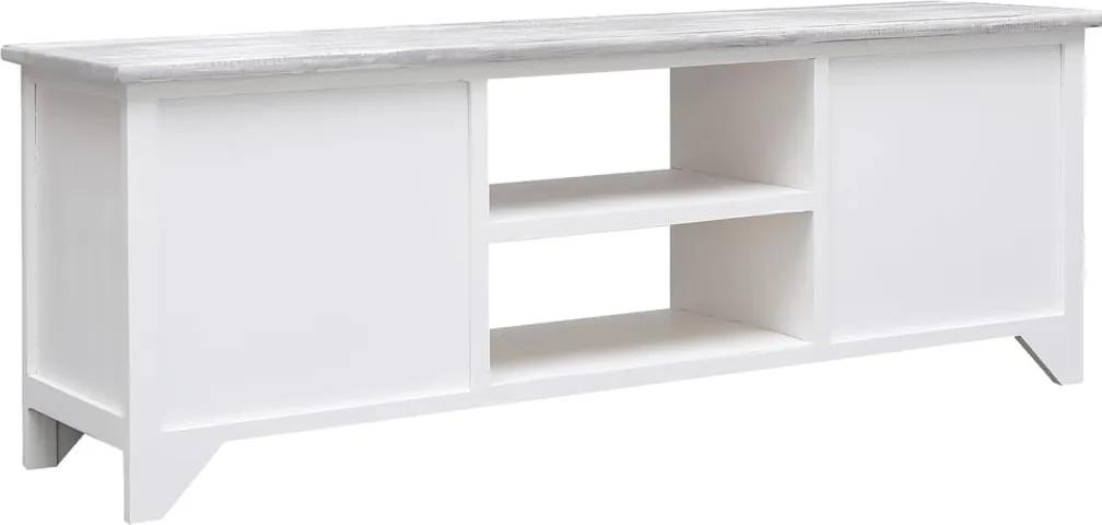 vidaXL TV stolek 108 x 30 x 40 cm masivní dřevo pavlovnie [338513] Barva: Bílá