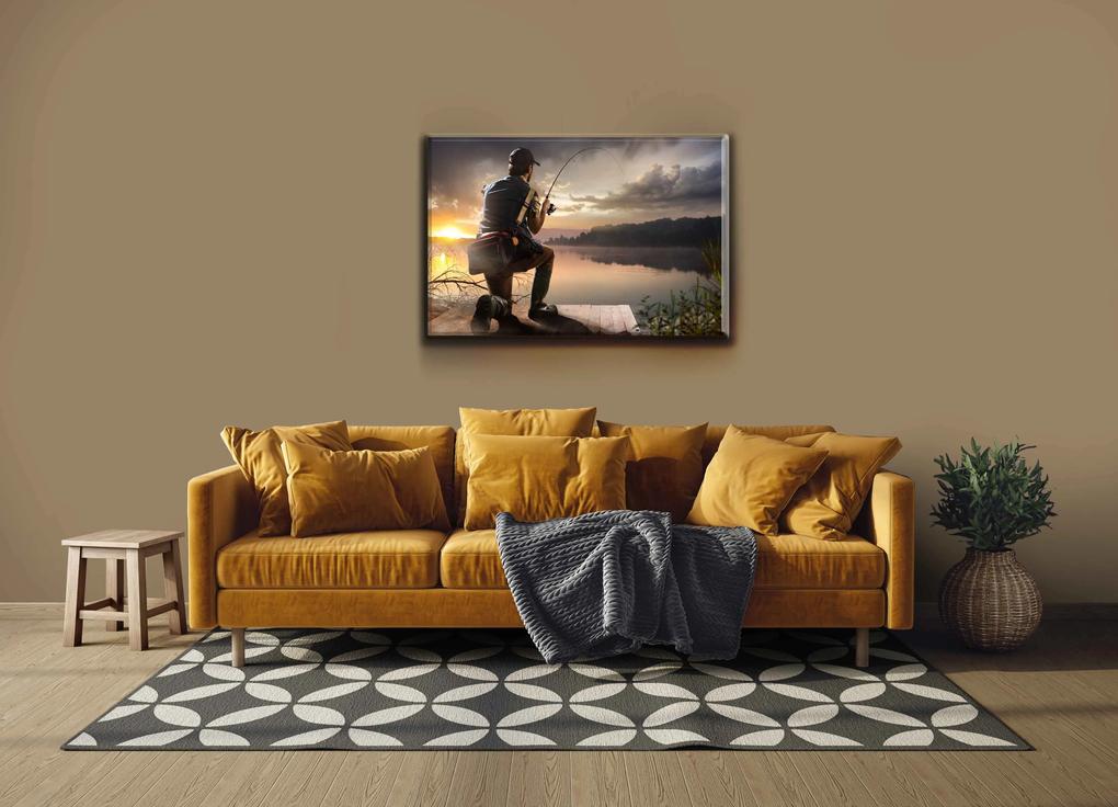 Malvis ® Obraz Rybář na molu ROZMĚR (šířka x výška): pětidílný obdélník 150x60 cm