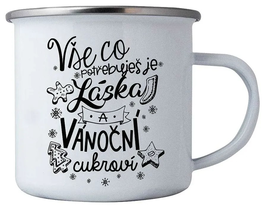 Bohemia Gifts Vánoční plechový hrnek - Láska a Vánoce, 350 ml