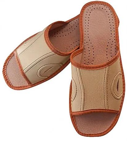 Pánské kožené pantofle - Béžovo smetanová (P0014) 41