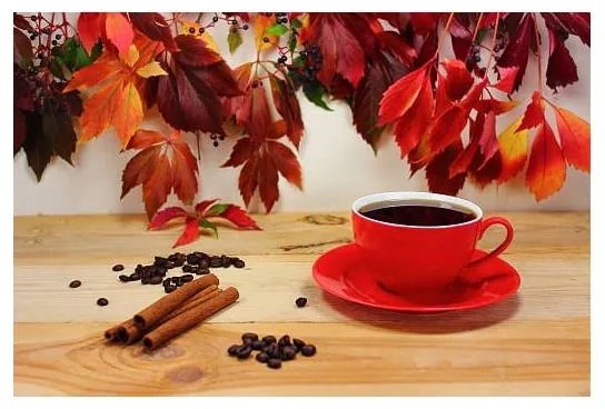 Prostírání na stůl ovalné Lux - Káva v červeném šálku