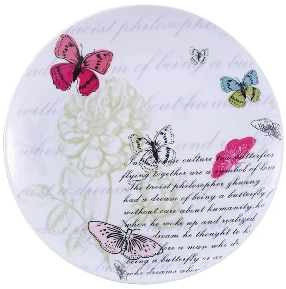 Porcelánový talíř Bergner Pink Butterfly, 27 cm