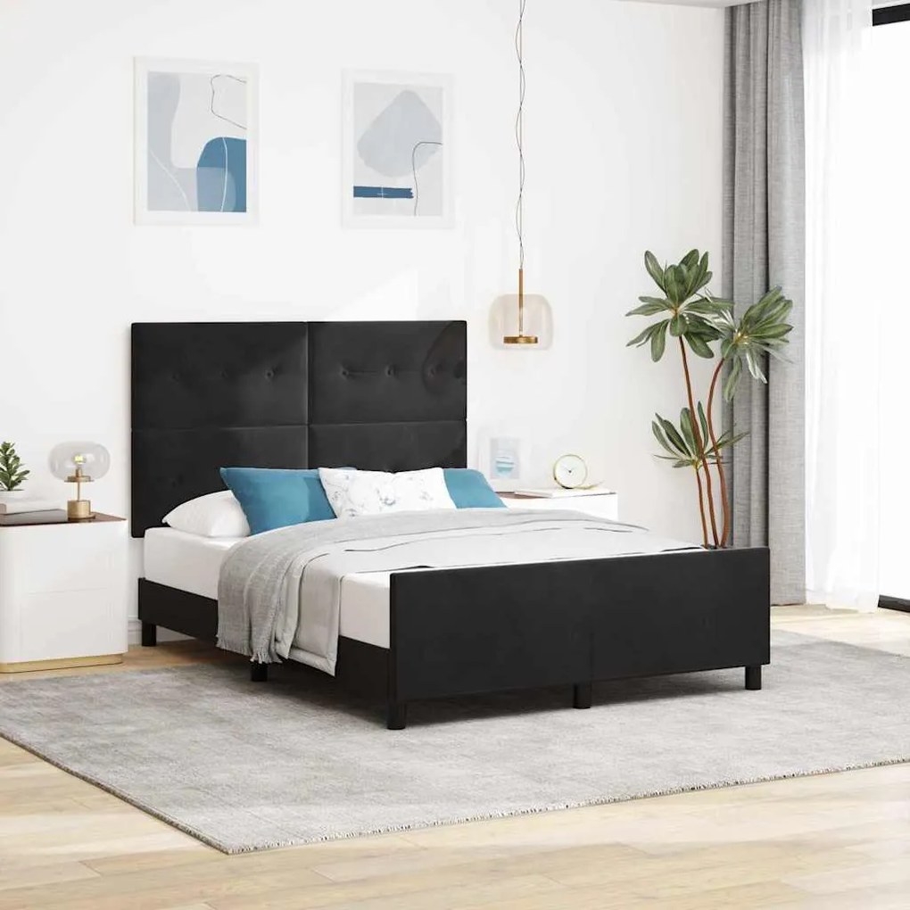 Postel s boxspringem s čelo Černá 140 x 190 cm samet 3344941