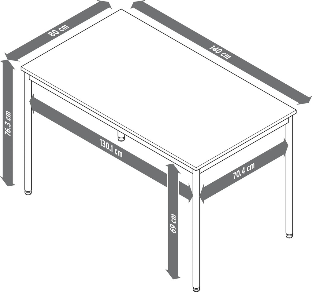 Tchibo - Kovový stůl »Cn3« - barva: bílá