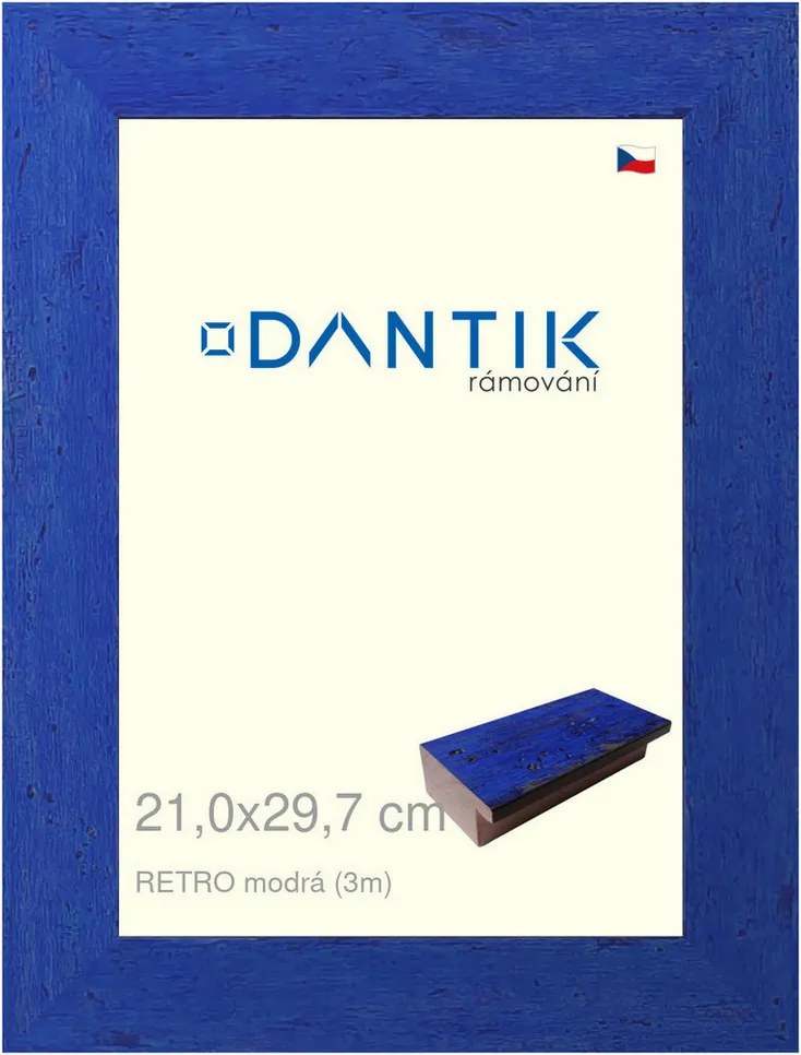 DANTIK rámeček 21x29,7 | RETRO modrá (Sklo Čiré)