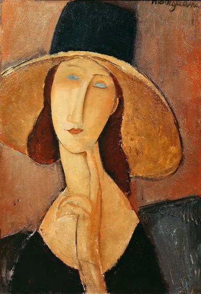 Amedeo Modigliani - Obrazová reprodukce Portrait of Jeanne Hebuterne in a large hat, (26.7 x 40 cm)