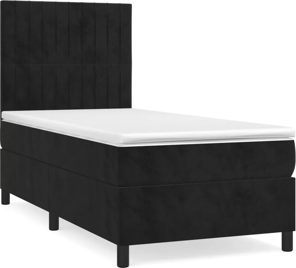 Box spring postel s matrací černá 90x190 cm samet 3143117