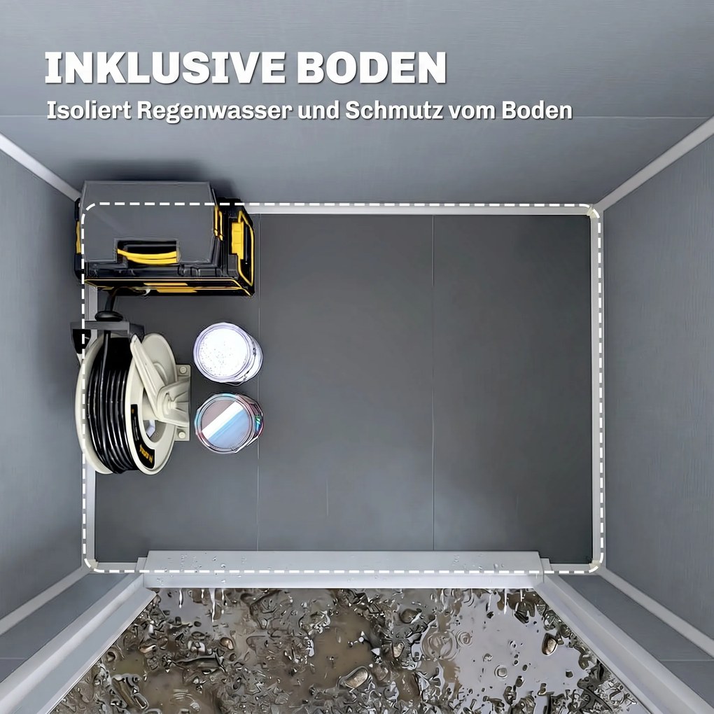 Outsunny Kůlna na Nástroje 2,12 m² 183x134x210 cm Sklad nářadí s Šikmou Střechou Zámkovými Dveřmi Okny Podlahou Odolný Proti Počasí Zahradní Dům Venk…