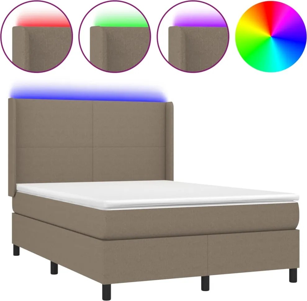 Box spring postel s matrací a LED taupe 140x200 cm textil 3138161