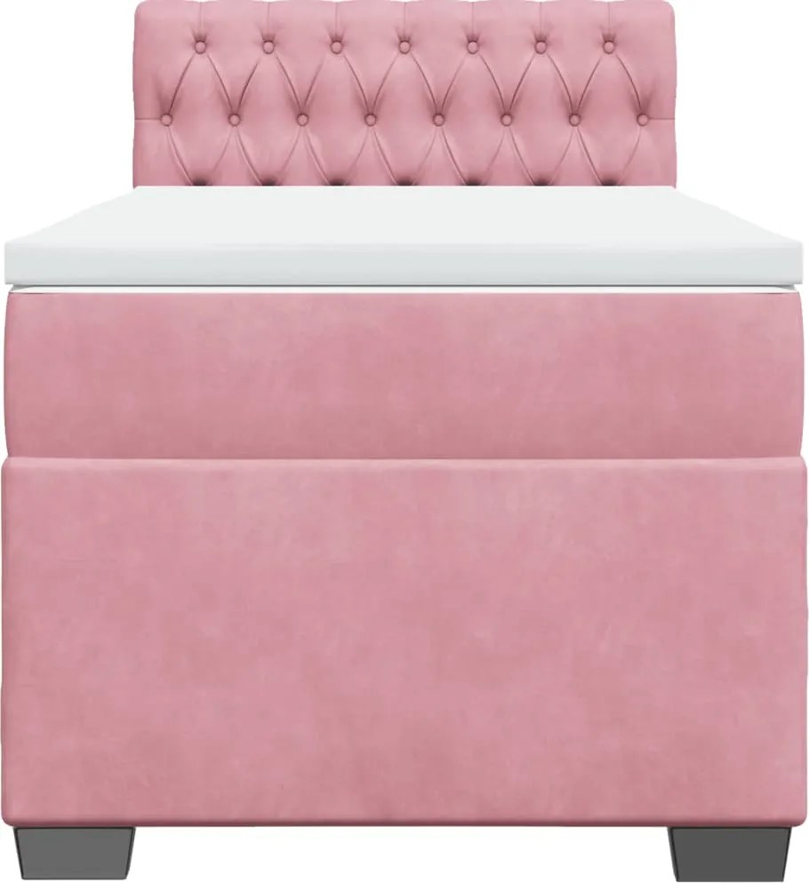 Box spring postel s matrací růžová 80 x 200 cm samet 3286173