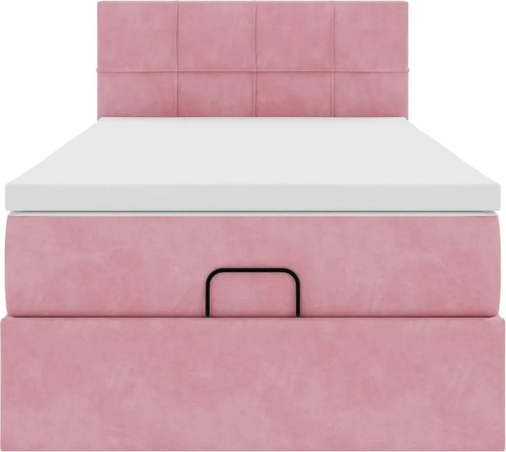 Osmanský rám postele s matrací růžová 90x200cm samet 3312601
