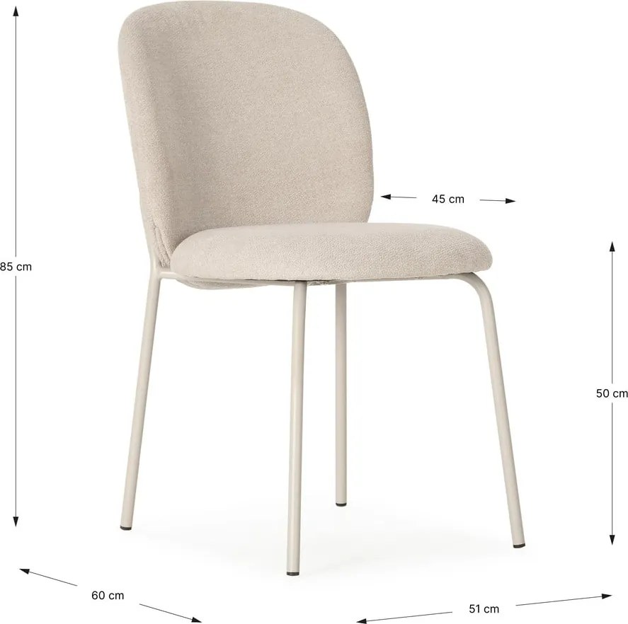 Krémové jídelní židle v sadě 4 ks Daia – Marckeric