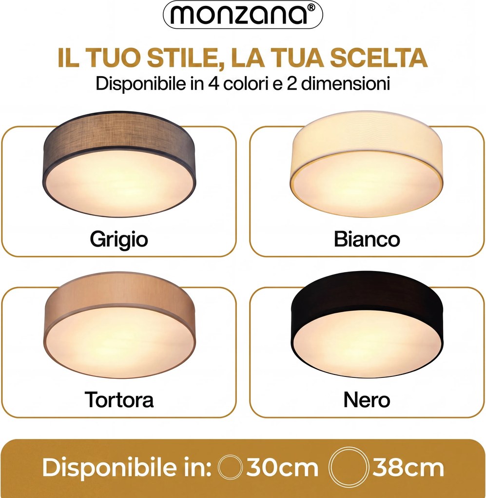 Stropní svítidlo šedohnědý textil Ø38cm