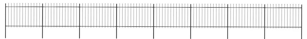 Zahradní plot s kopím nahoře ocelový 1339 x 120 cm černý 277627