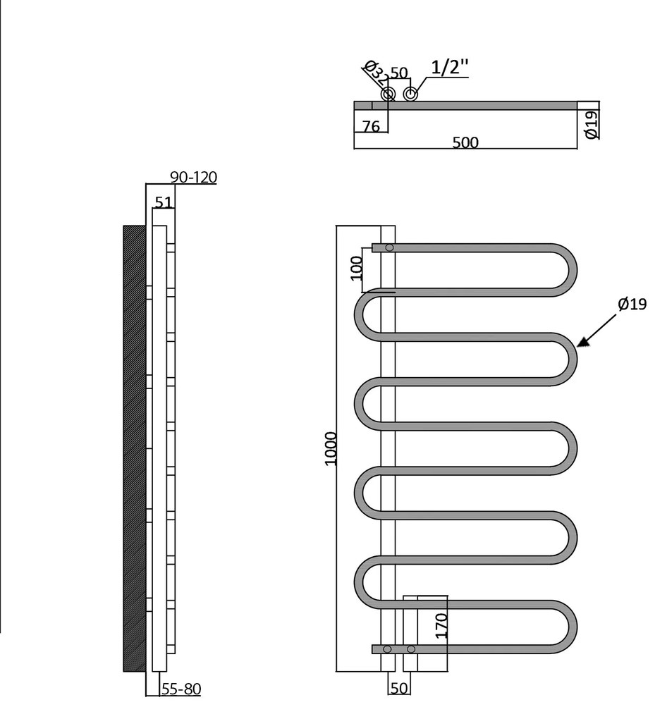 Sapho Sapho, CARISMA topné těleso 500x1000mm, chrom, 1801-14