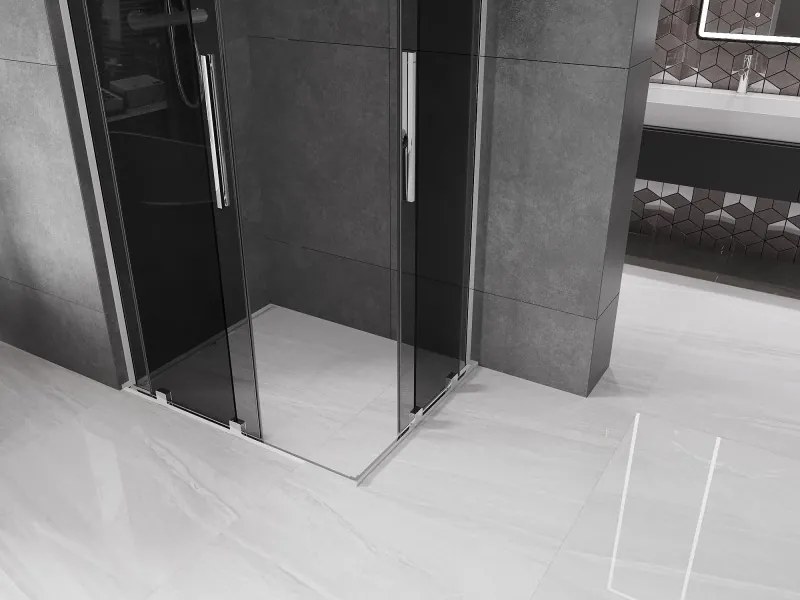 Mexen Velar L Duo, sprchový kout s posuvnými dveřmi 90 x 80 cm, 8mm šedé sklo, chromová, 871-090-080-02-43-01