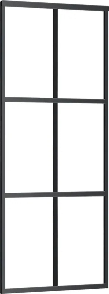 vidaXL Posuvné dveře s kováním ESG sklo a hliník 76 x 205 cm [3081945]