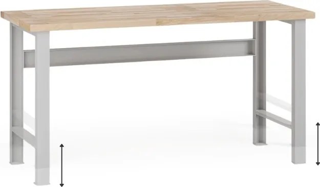 Výškově nastavitelný dílenský stůl G7, buková spárovka, 1700 x 685 x 840-1040 mm