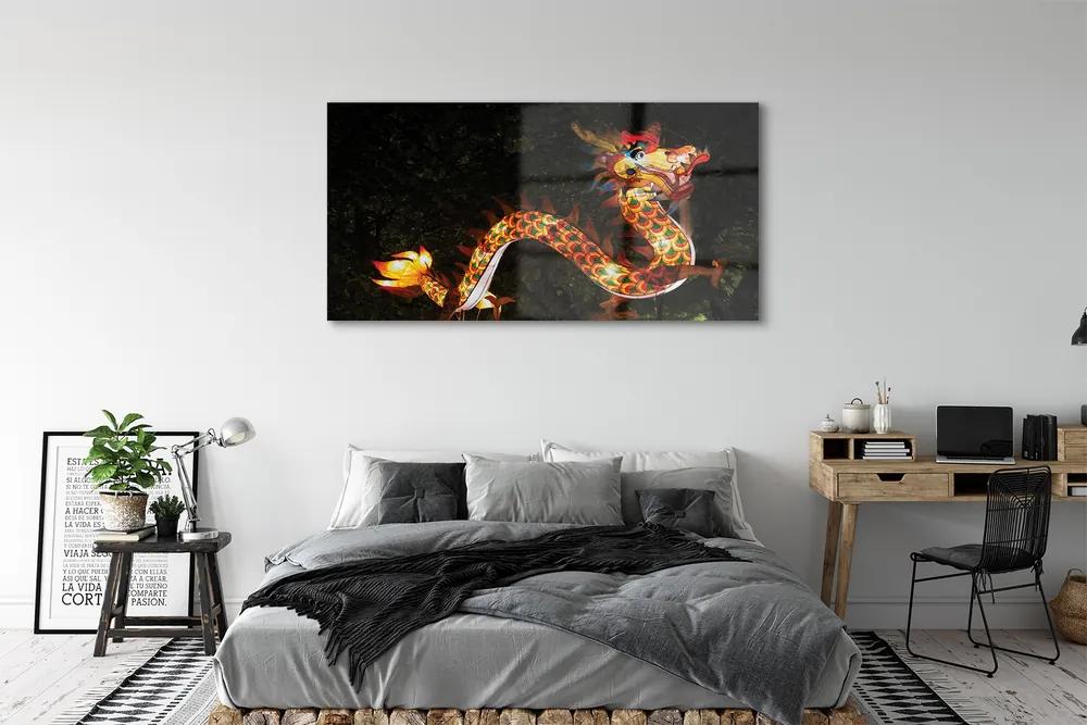 akrylový obraz Japonský drak osvětlené 140x70 cm