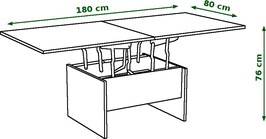 SOLO bílý lesk, černý lesk, rozkládací, zvedací konferenční stůl, stolek, černobíla
