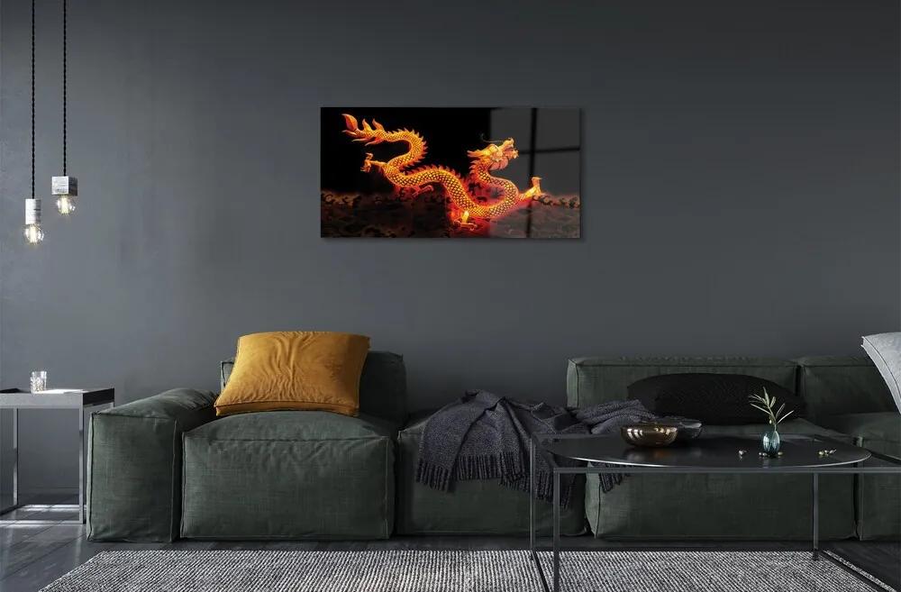 Obraz na skle Gold dragon 120x60 cm