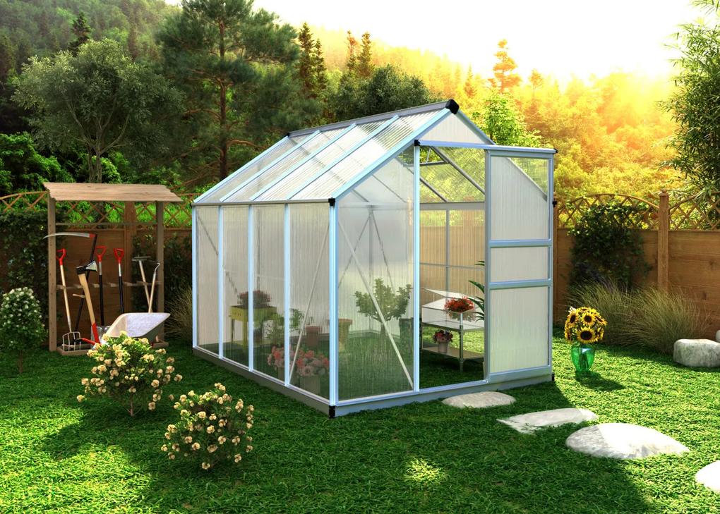 Zahradní skleník DEMETER A101-C 4,79m² alu 201x190x252 cm PC 4 mm + základna IWH-10270002