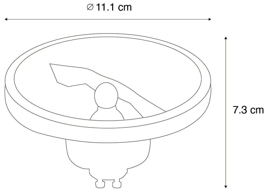 GU10 Stmívatelná LED žárovka AR111 bílá 11W 810lm 2700K