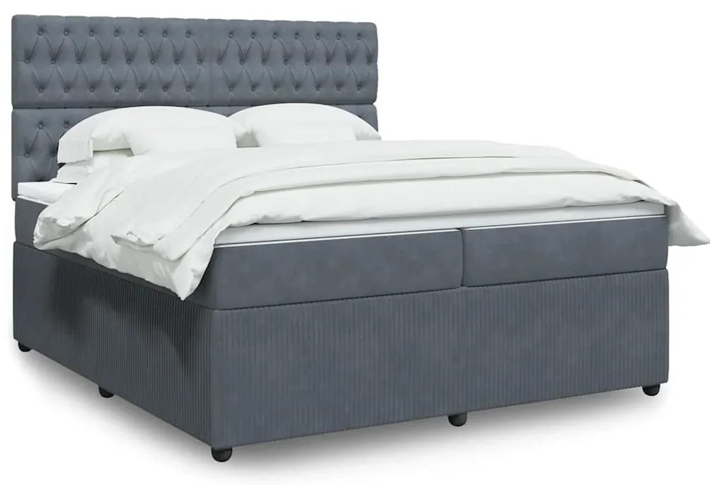 Box spring postel s matrací tmavě šedá 200x200 cm samet 3294737