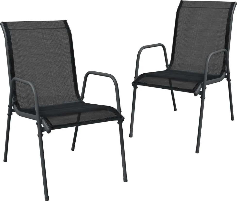 vidaXL Zahradní židle 2 ks ocel a textilen černé [316817]