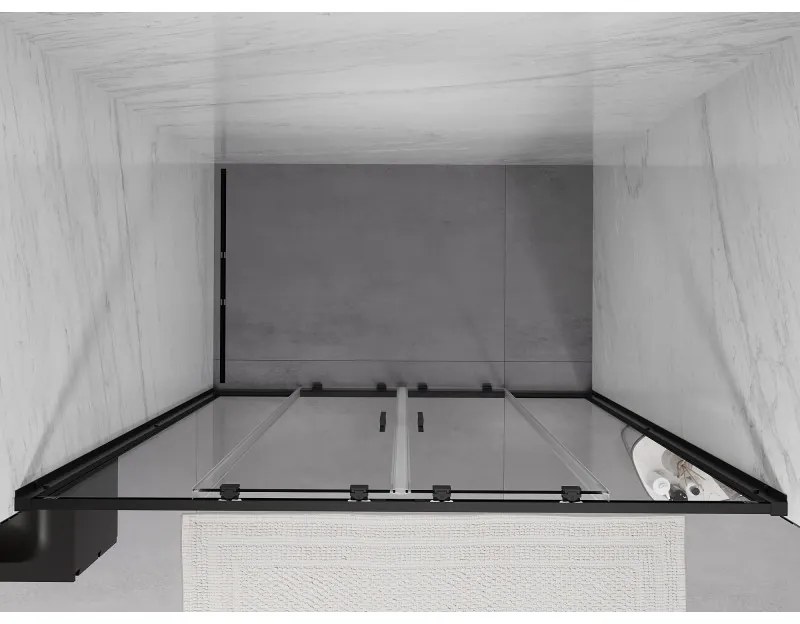 Mexen Exo, 2-křídlé posuvné 150x200 cm, 6mm čiré sklo, černý profil, 8152-150-000-70-00