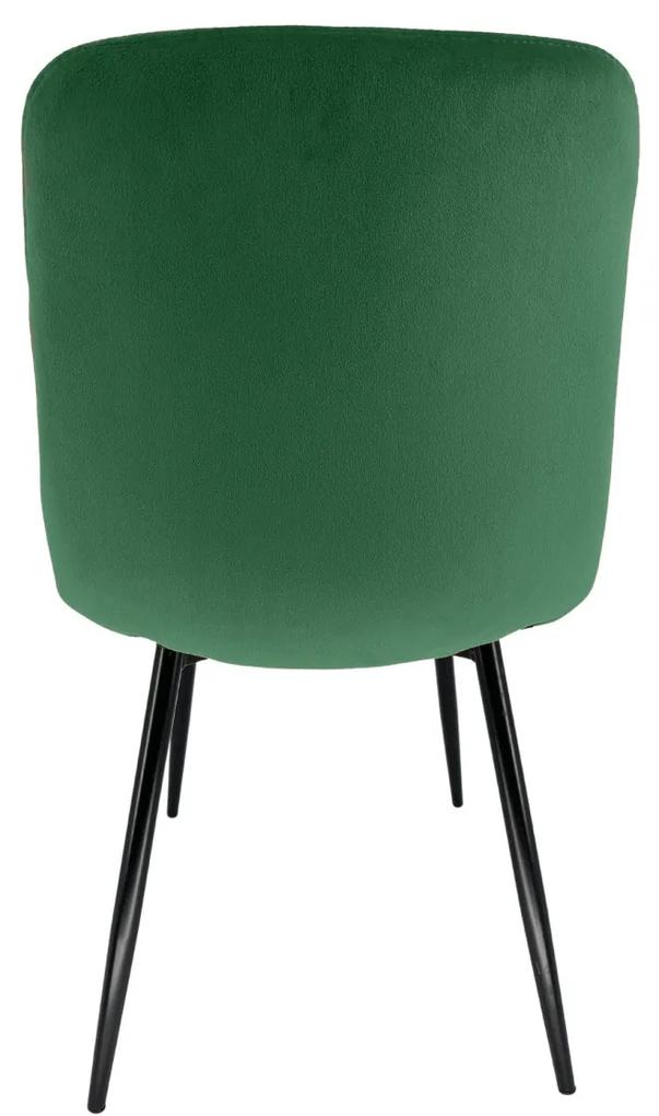 Prošívaná čalouněná sametová židle Demia zelená