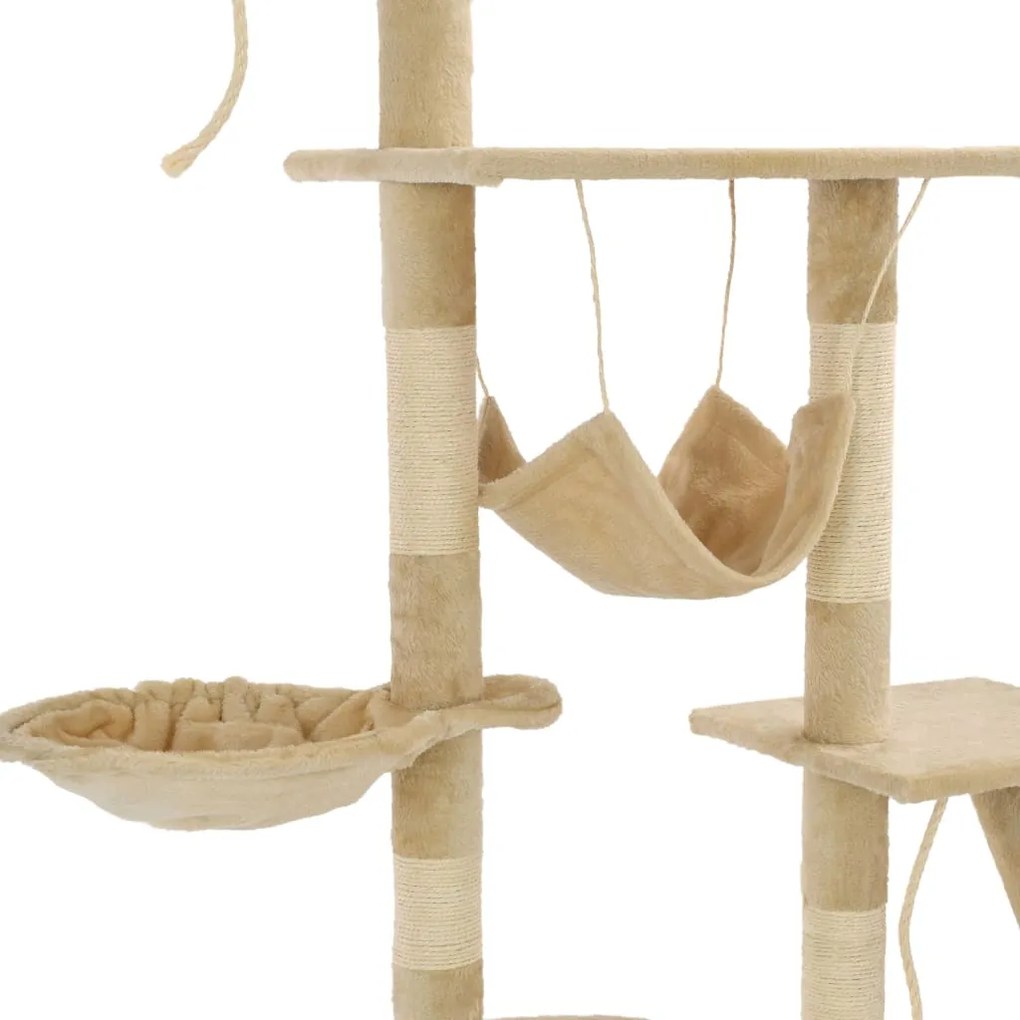 Škrabadlo pro kočky se sisalovými sloupky - béžové | 230-250 cm