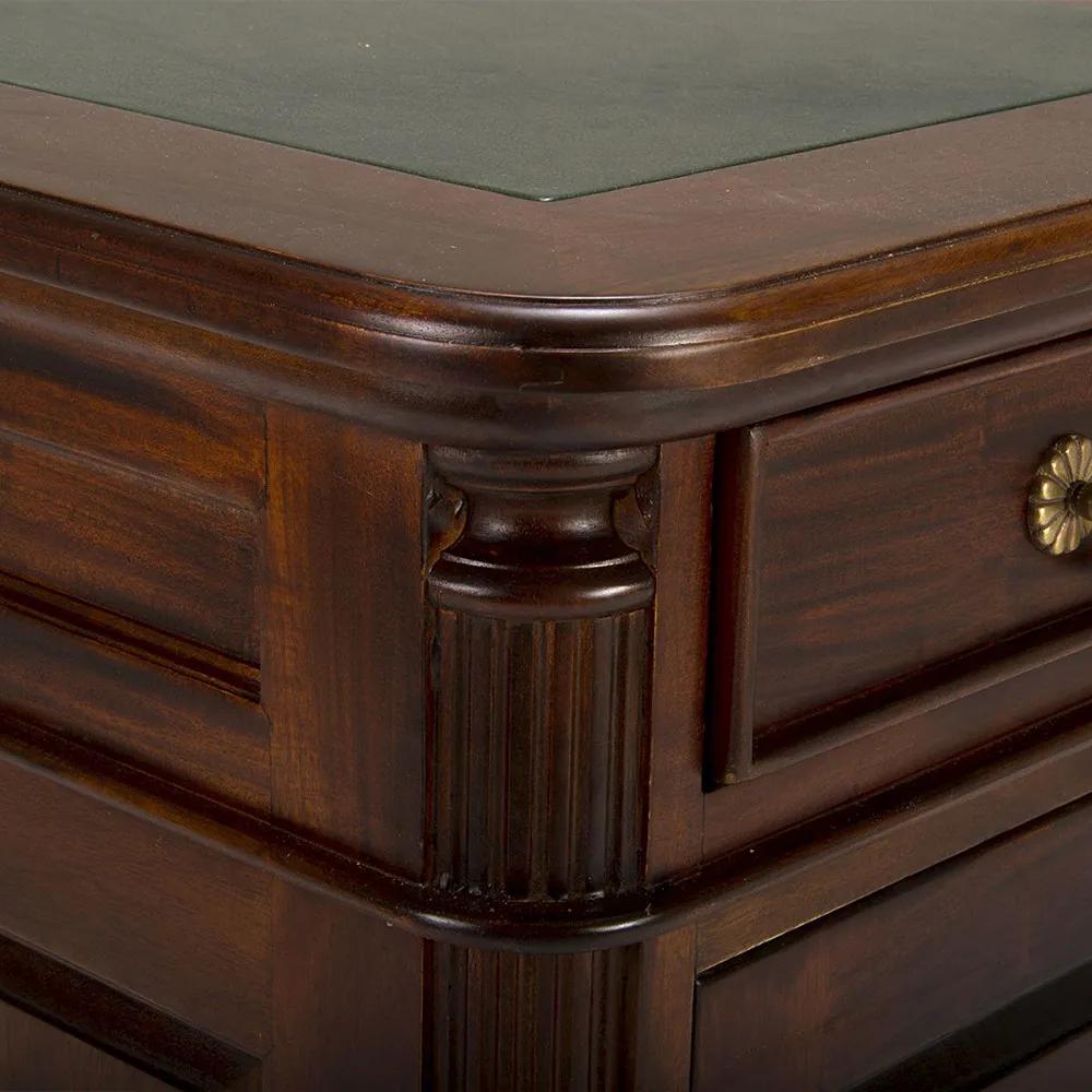 Massive home | Psací stůl Windsor 180 cm zelená kůže masiv mahagon MH0936W