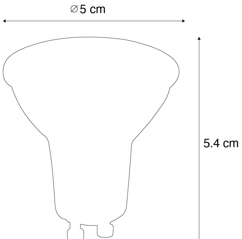 Sada 5 stmívatelných LED žárovek GU10 černých 6W 500lm 2700K