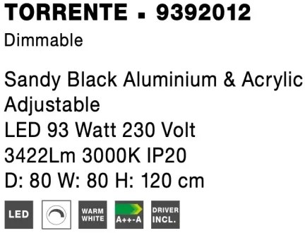 LED lustr Torrente 80 černé