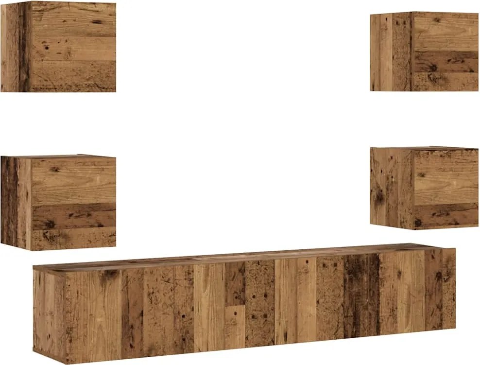 Nástěnné TV skříňky 6 ks Old Wood kompozitní 3328967