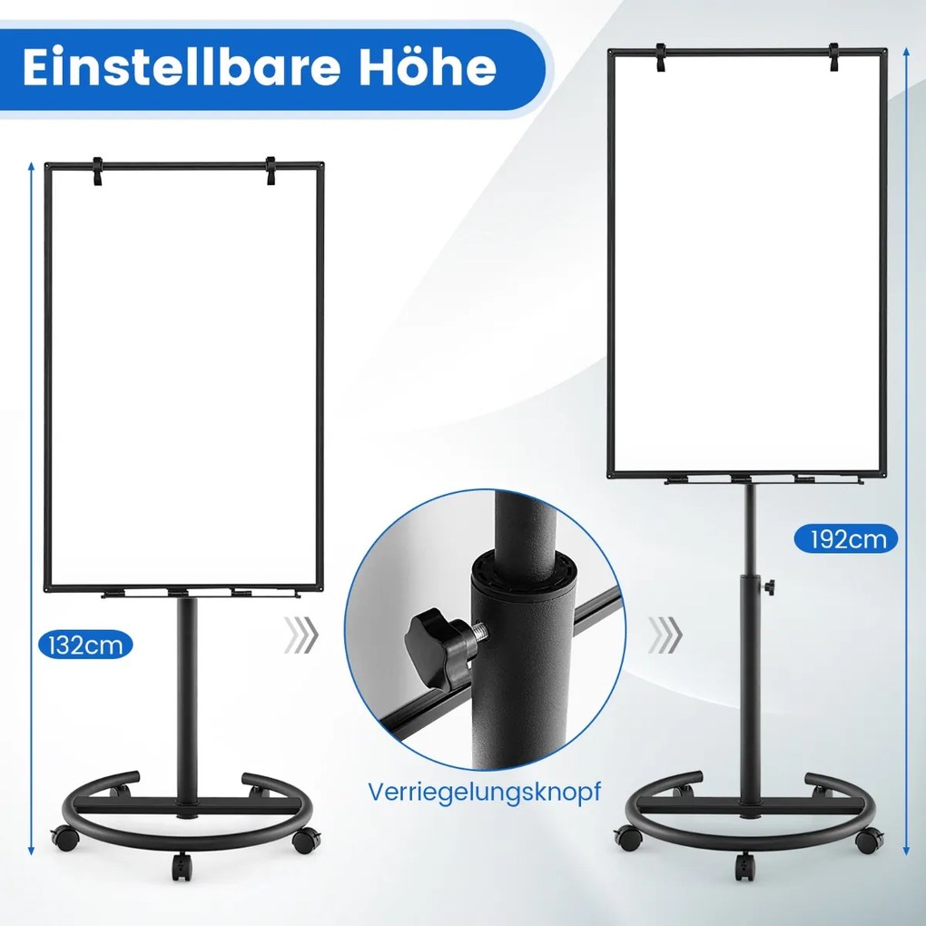 Costway Stojan na flipchart na kolečkách s magnety a popisovači, výška tabule