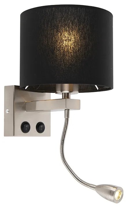 Moderní nástěnná lampa ocelová s černým stínítkem - Brescia