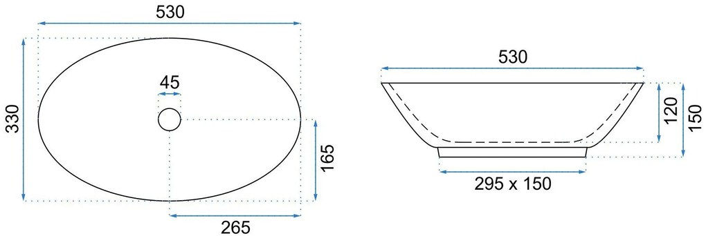 Keramické umyvadlo na desku REA PAMELA černý mramor