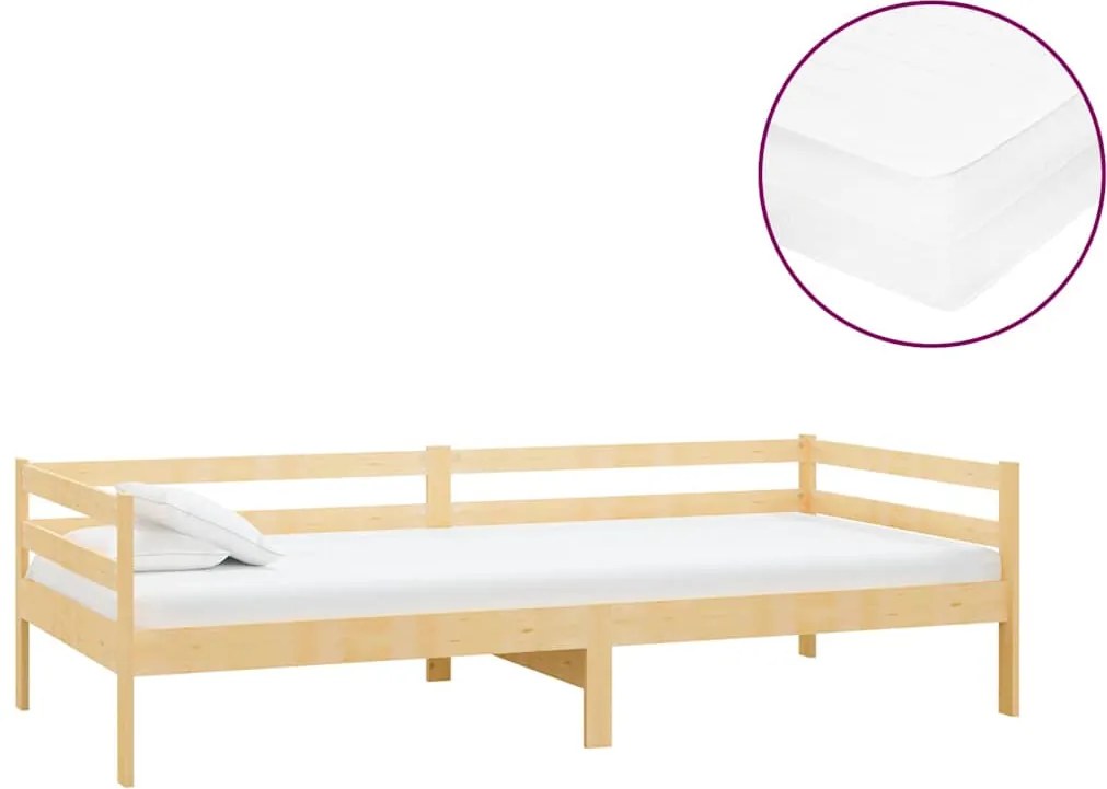 Válenda s matrací 90 x 200 cm masivní borové dřevo 3083569