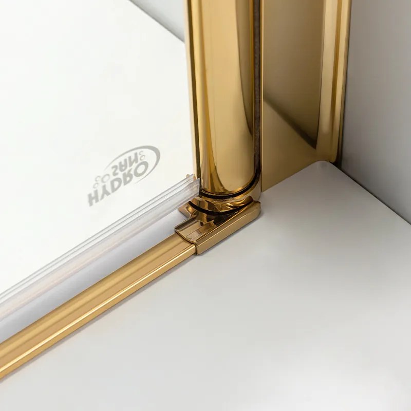 BPS-koupelny Zalamovací otočné sprchové dveře HYD-JSD01 100 zlatá/transparent pro instalaci do niky